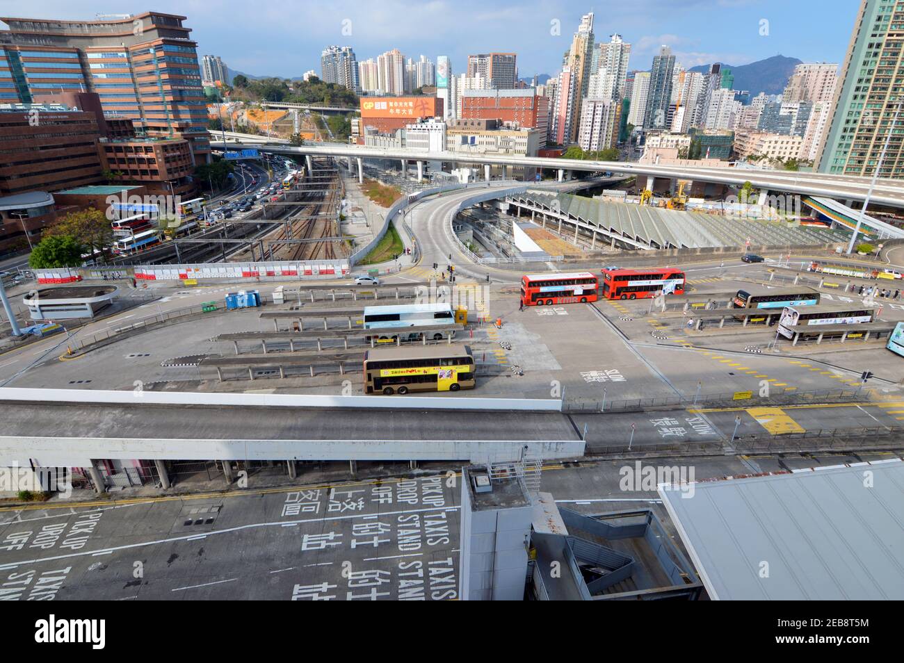 Bus terminus and northern approach tracks at Hung Hom MTR station ...
