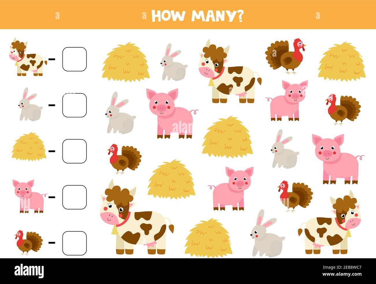 Count all farm animals and write the number into box. Math game for ... Count all farm animals and write the number into box. Math game for ...