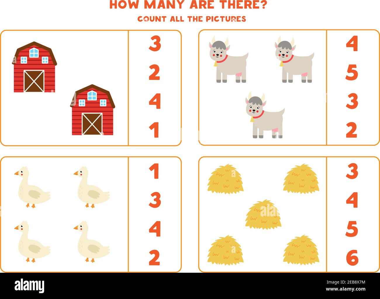 Count all farm animals and circle the correct answers. Math game for ... Count all farm animals and circle the correct answers. Math game for ...