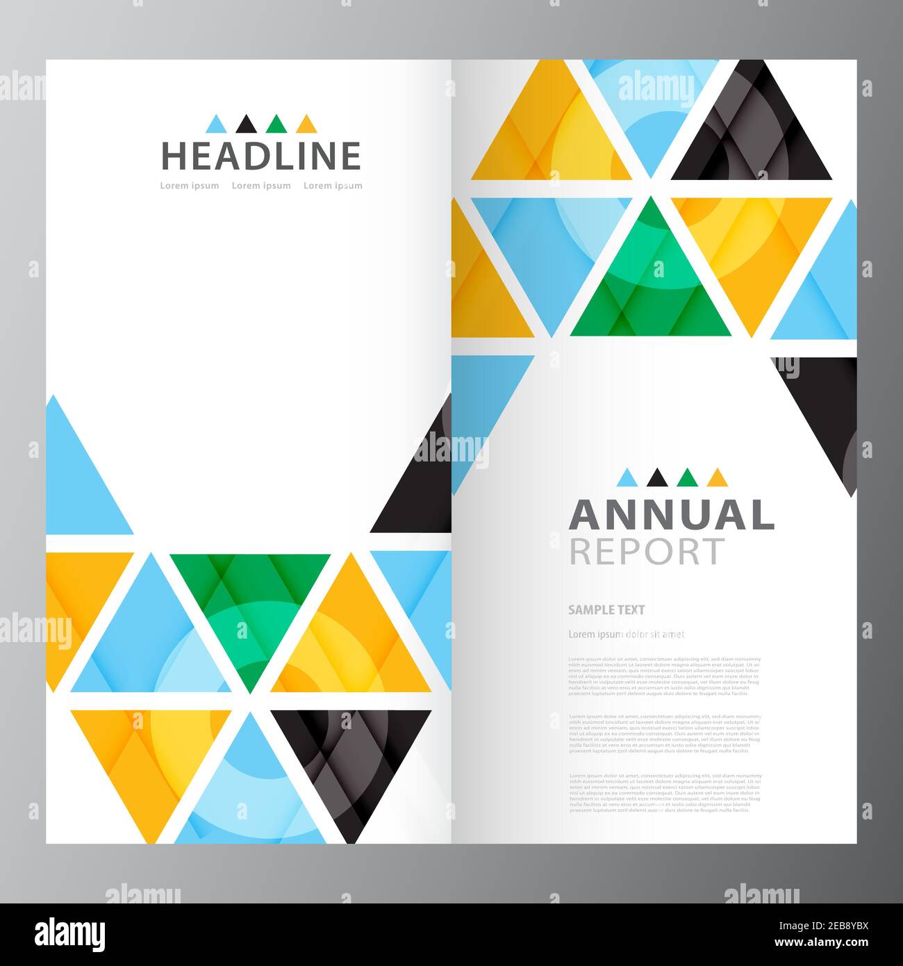 Annual colorful business report template design layout Stock Vector ...