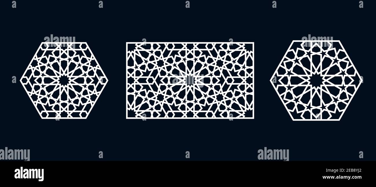 Set of templates of Islamic pattern for laser cutting or paper cut ...