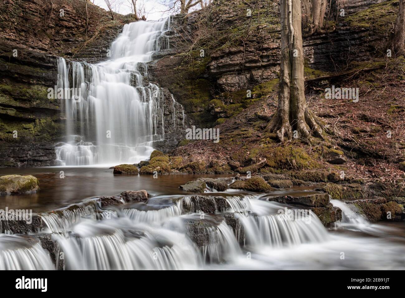 Cascading water at the stunning Scalebar Force Waterfall in Settle ...