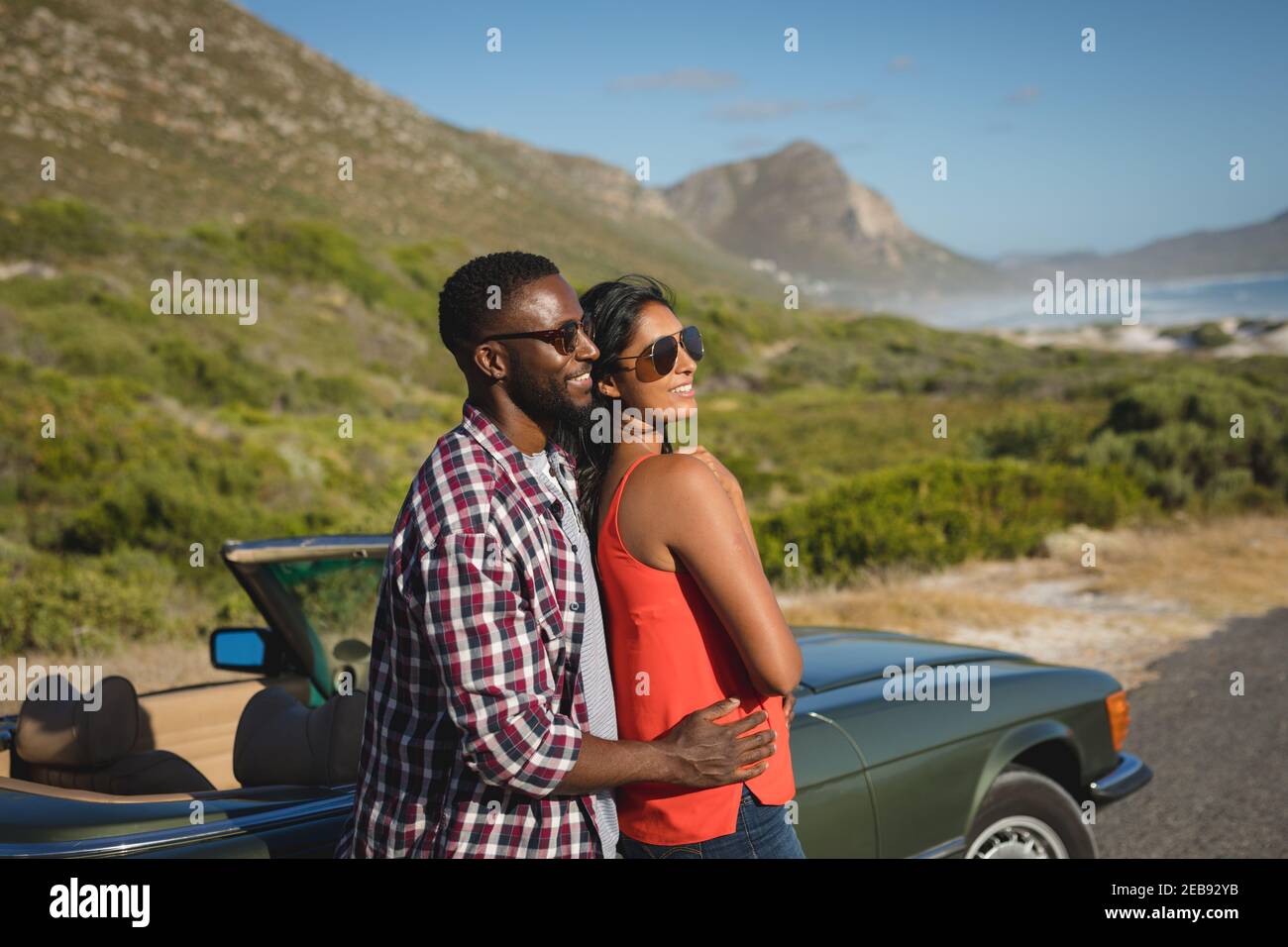 Diverse couple convertible car hi-res stock photography and images - Alamy