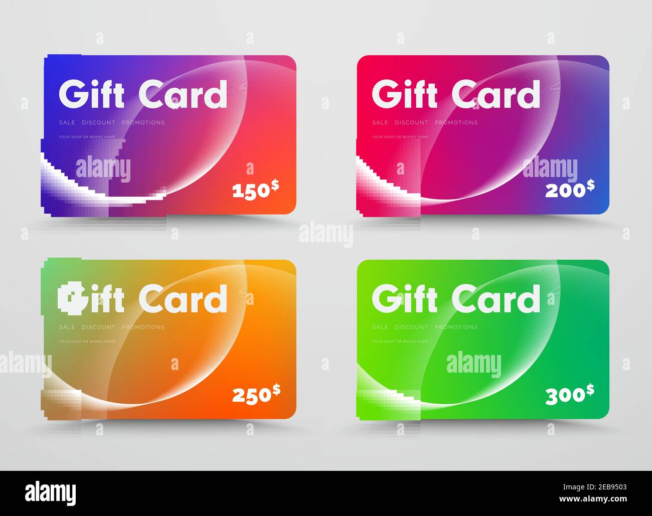 Modern design gift cards with mixed gradients and intersecting circles ...