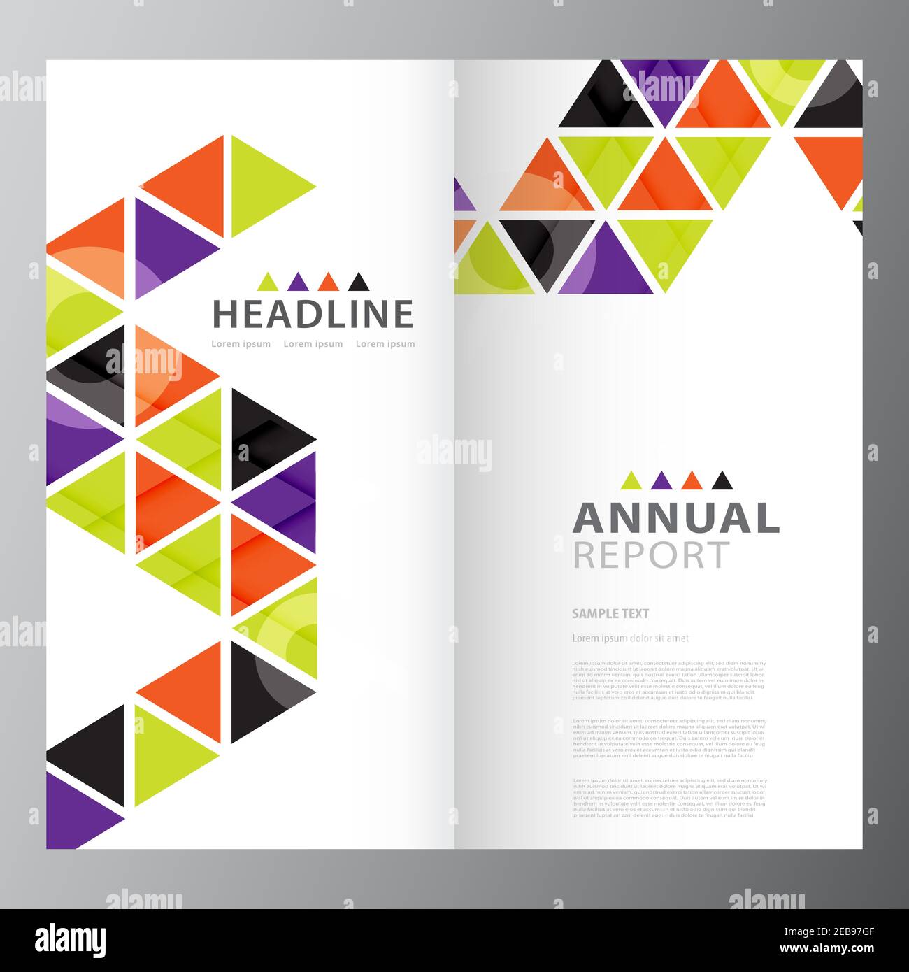 Annual colorful business report template design layout Stock Vector ...