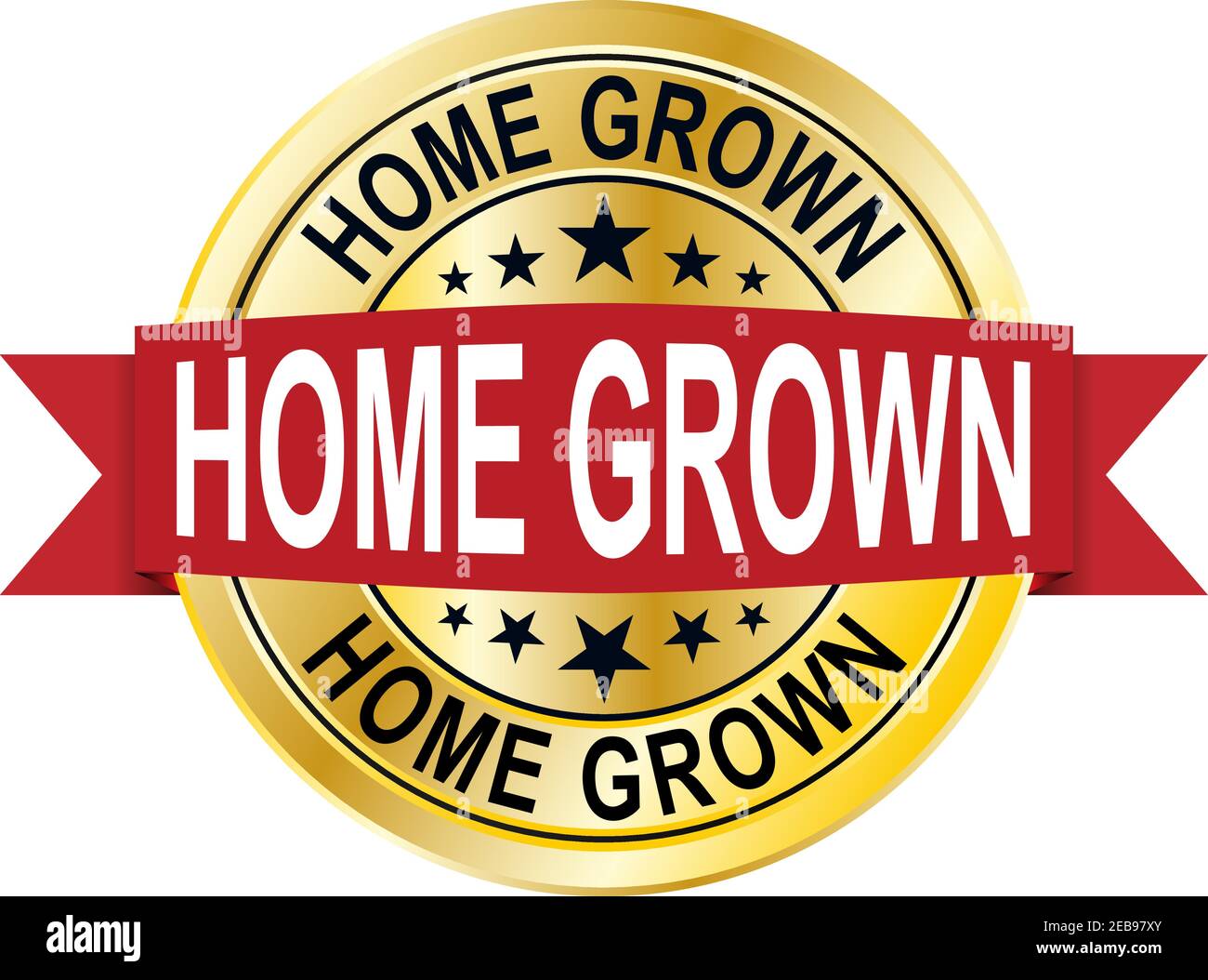Home Grown golden label on white, vector illustration Stock Vector ...
