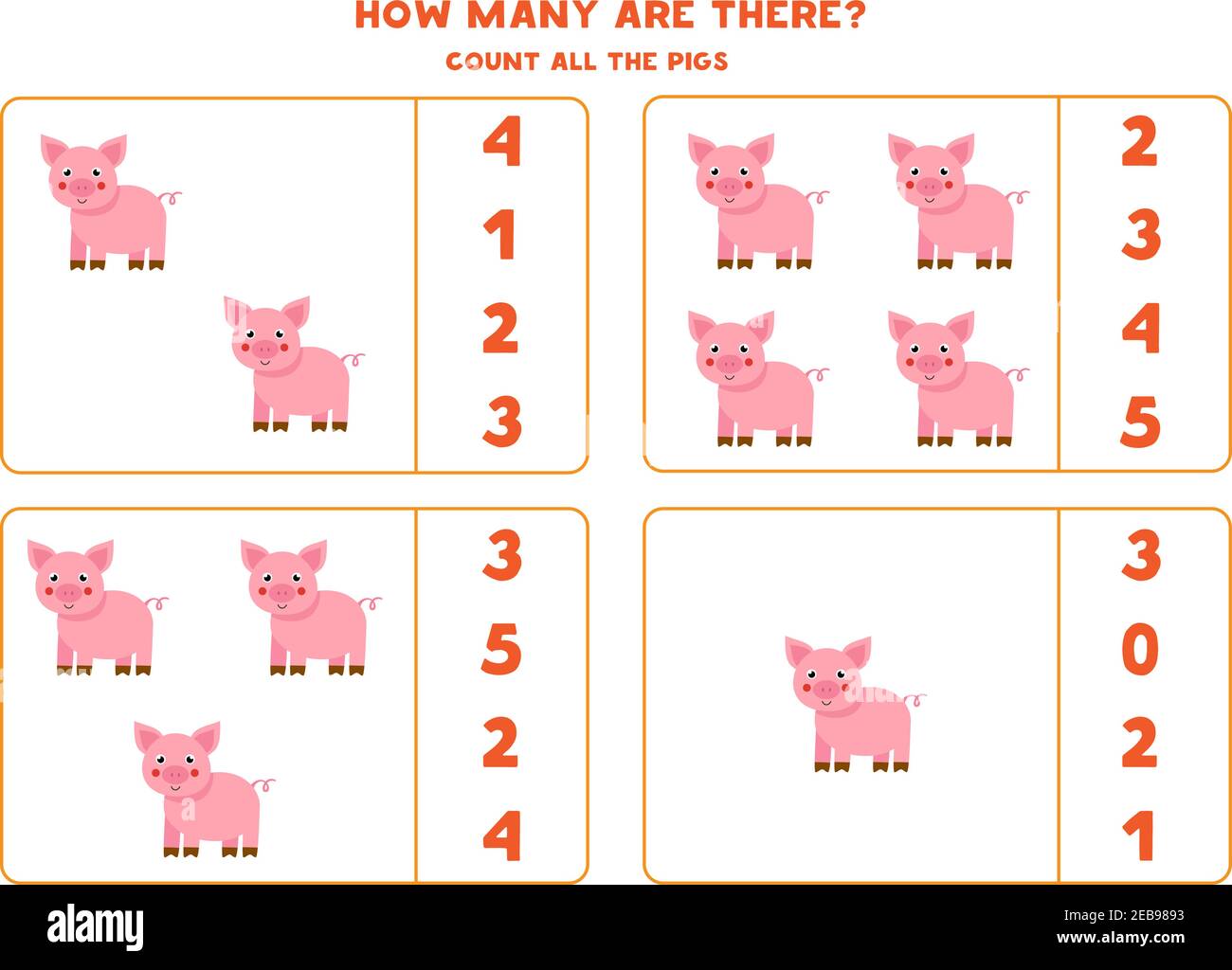 Count all farm pigs and circle the correct answers. Math game for kids ...