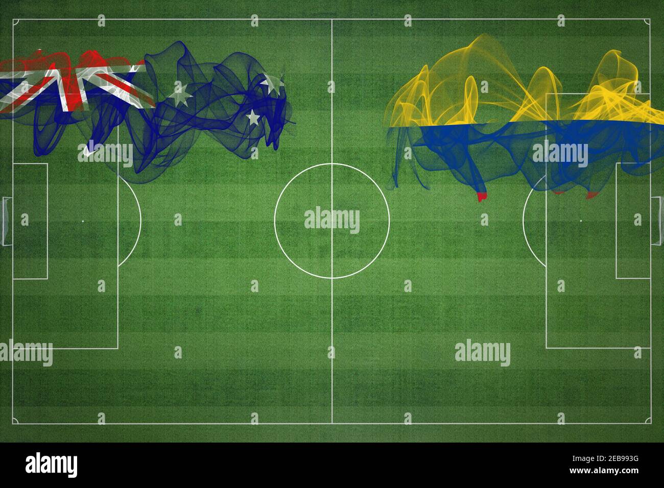 Australia vs Colombia Soccer Match, national colors, national flags ...