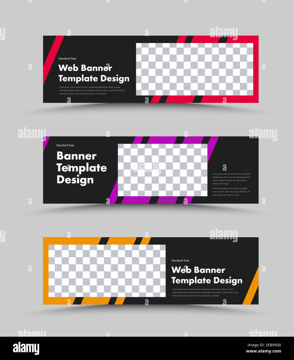 set of templates vector black banners with colored diagonal lines on ...