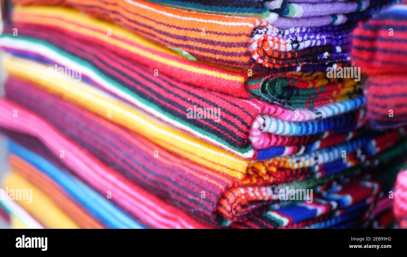 Colorful mexican wool serape blankets texture. Woven ornamental vivid ...