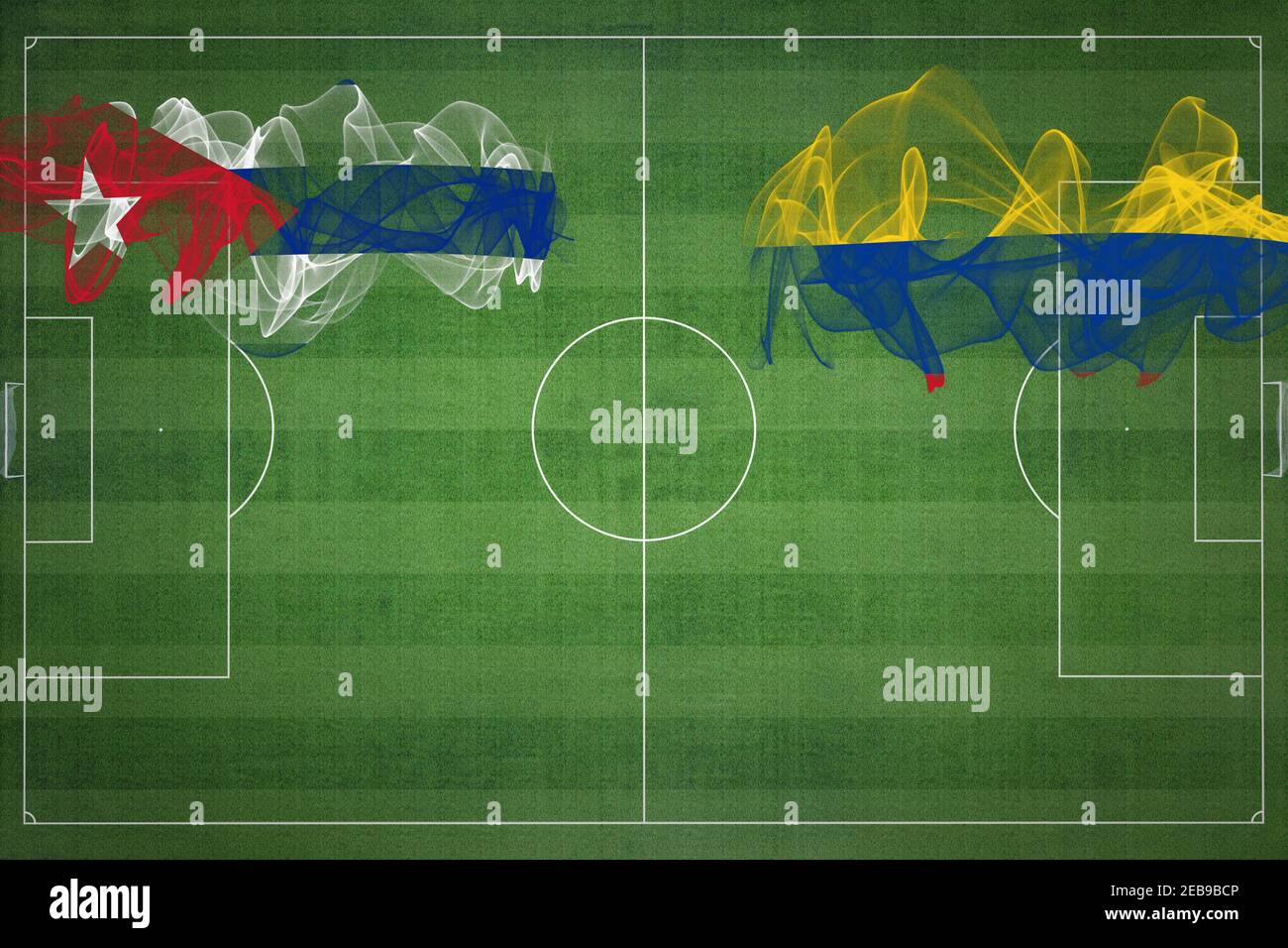 Cuba vs Colombia Soccer Match, national colors, national flags, soccer ...