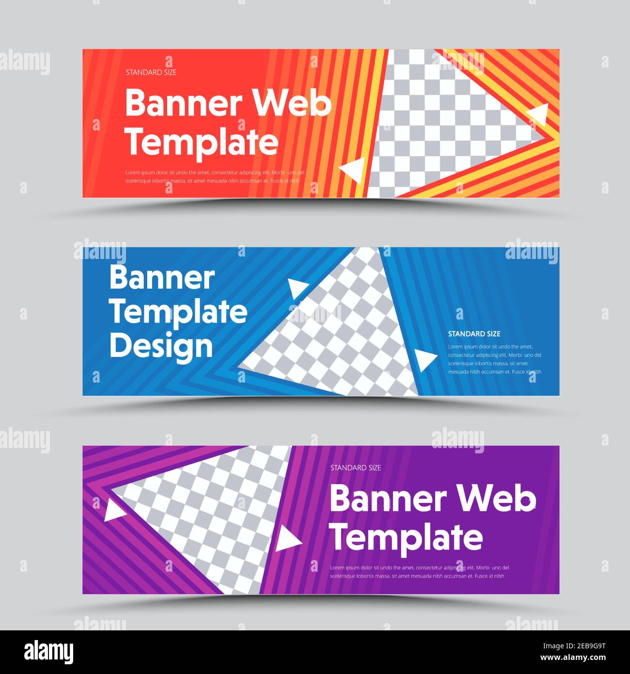Design of vector horizontal banners with a triangular shape for the ...