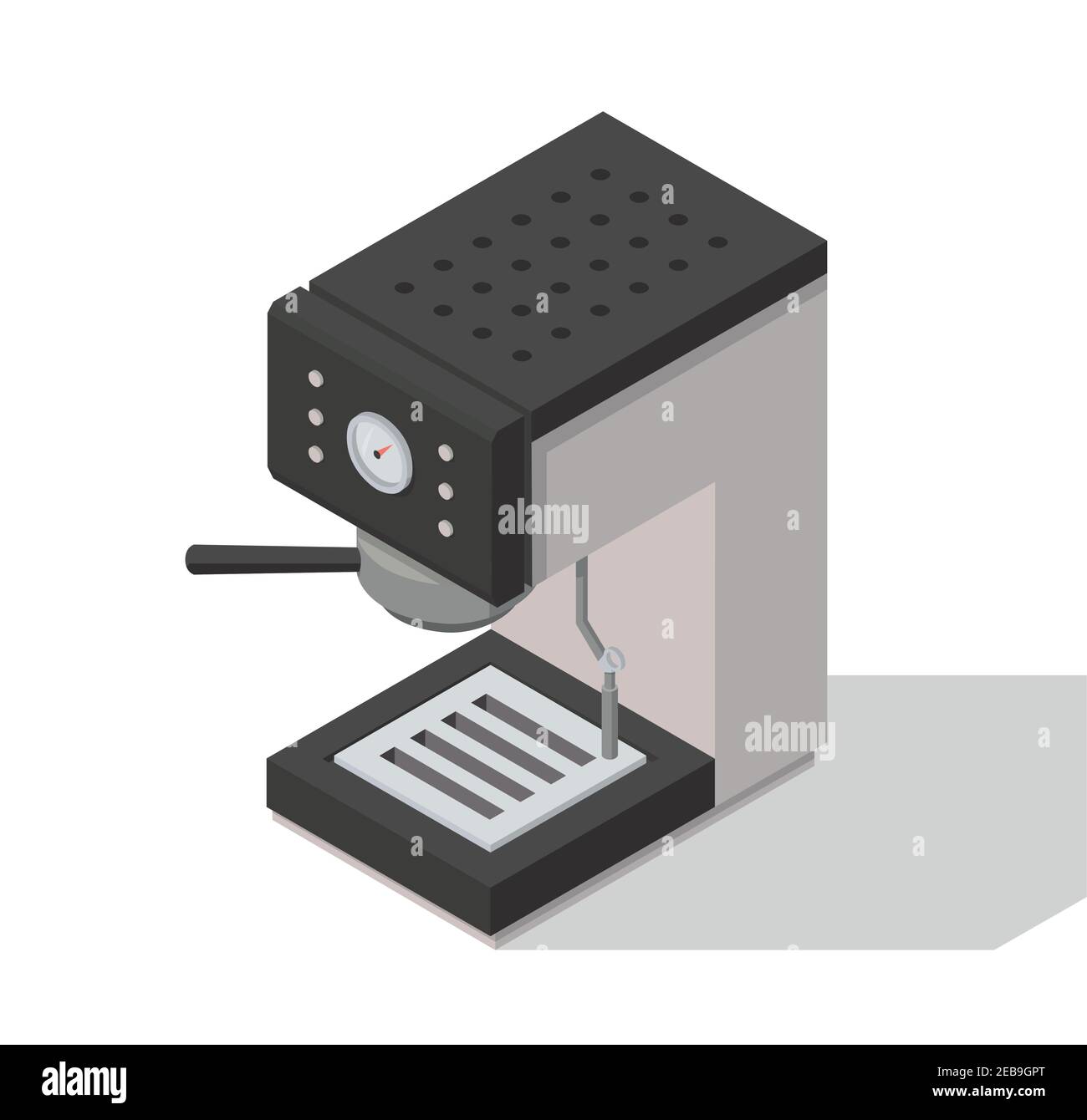 Vector isometric coffee machine made in soft retro colors. Coffee maker ...