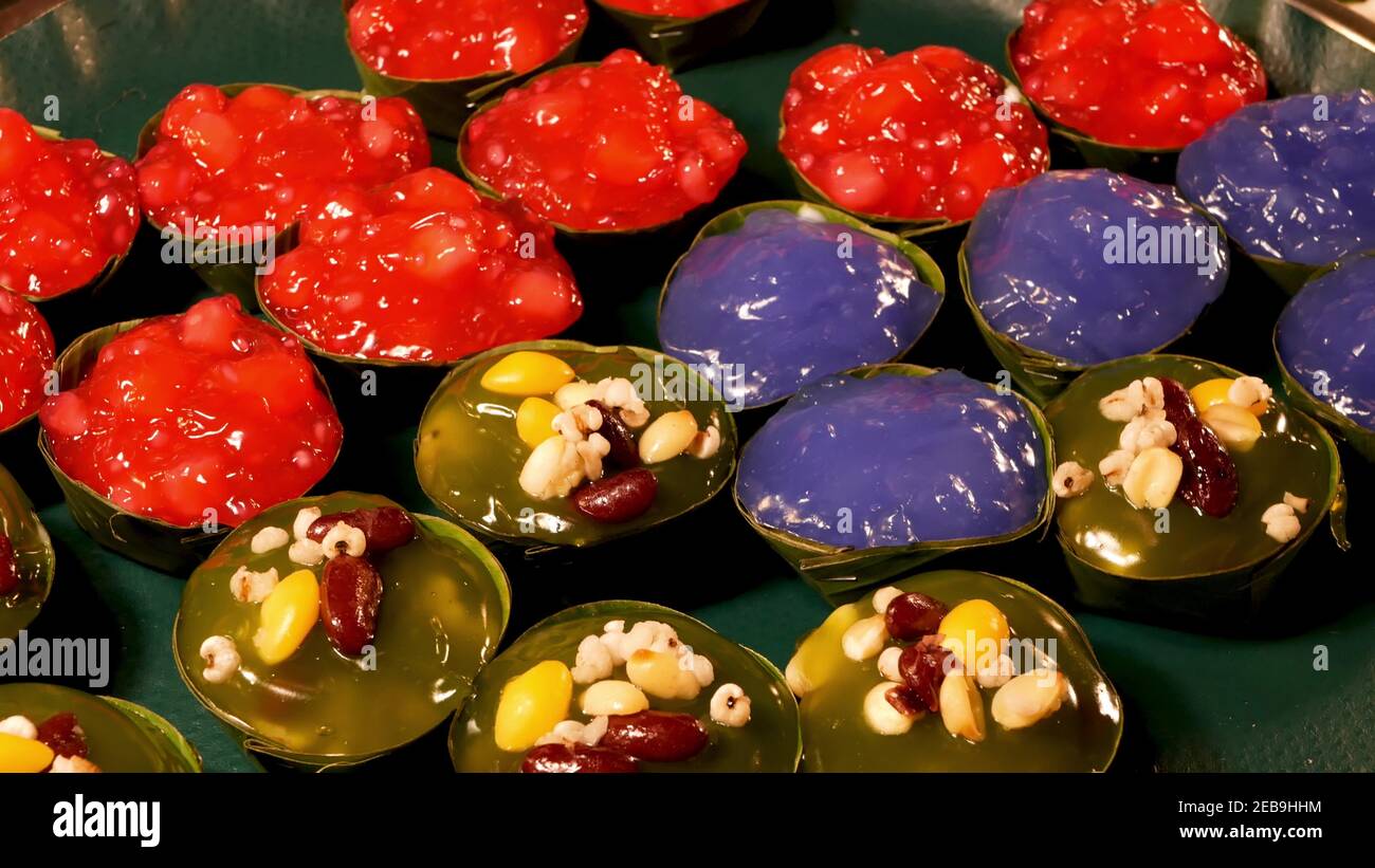 Exotic Oriental Asian sweet delicious desserts, unusual colorful ...