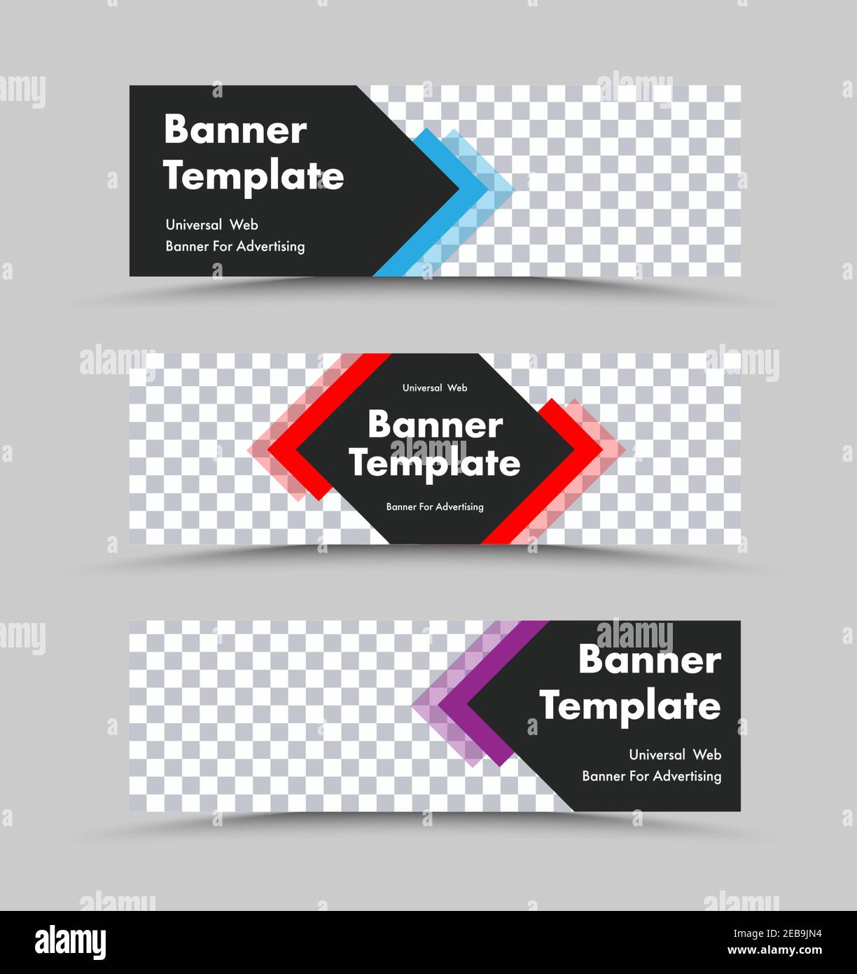 Set of templates of black horizontal web banners in the form of an ...