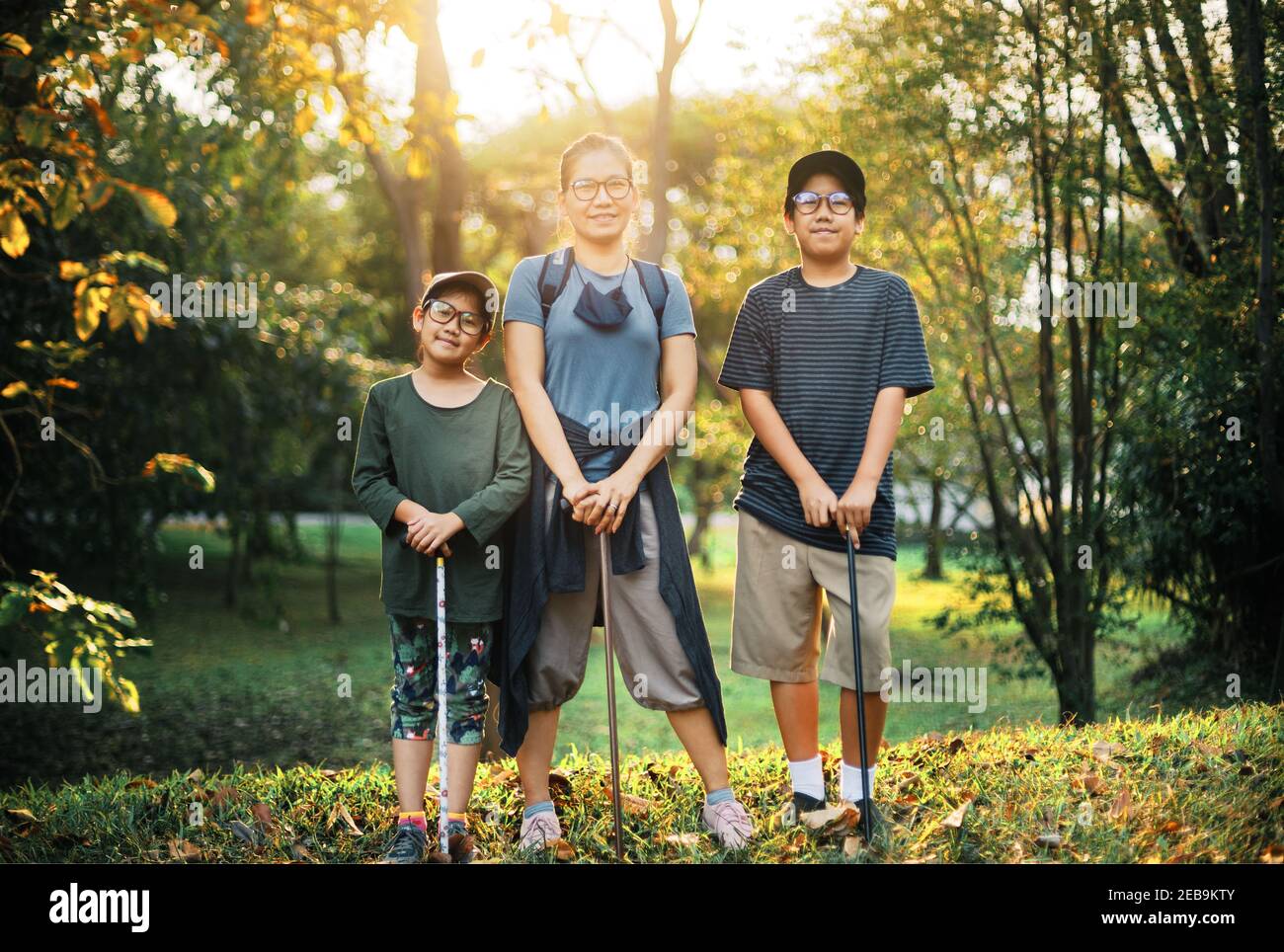 Mother and children in the weekend hiking activity Stock Photo - Alamy