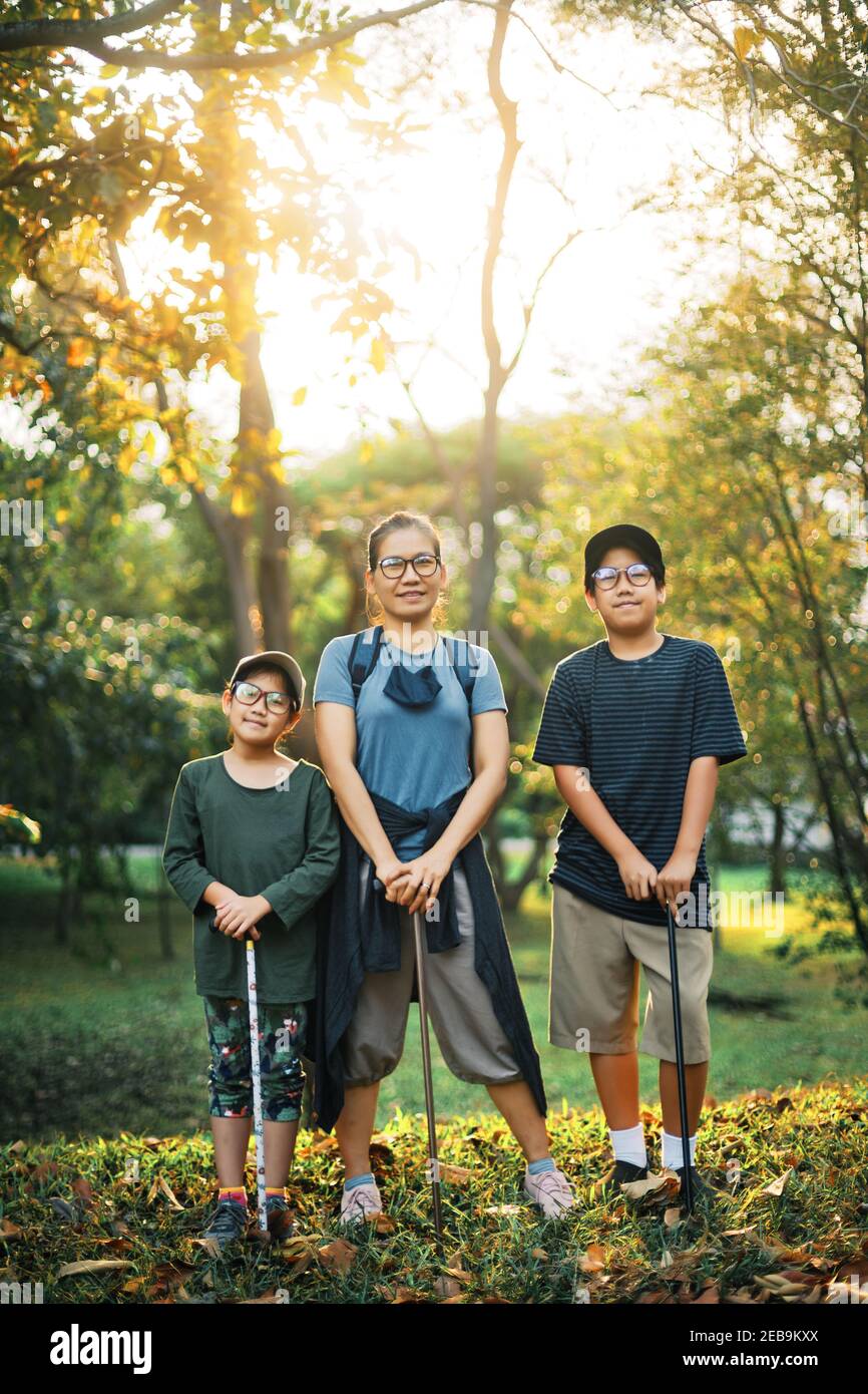 Mother and children in the weekend hiking activity Stock Photo - Alamy