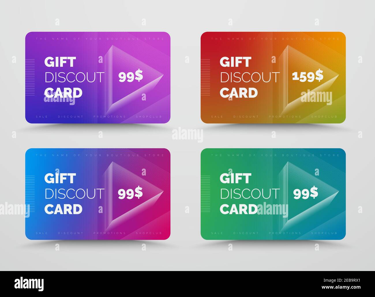 Vector gift card design with soft blended gradients and voluminous ...