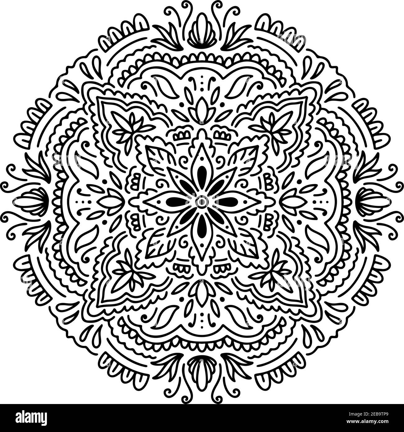 Graphic round mandala abstract isolated in white background..Boho ...