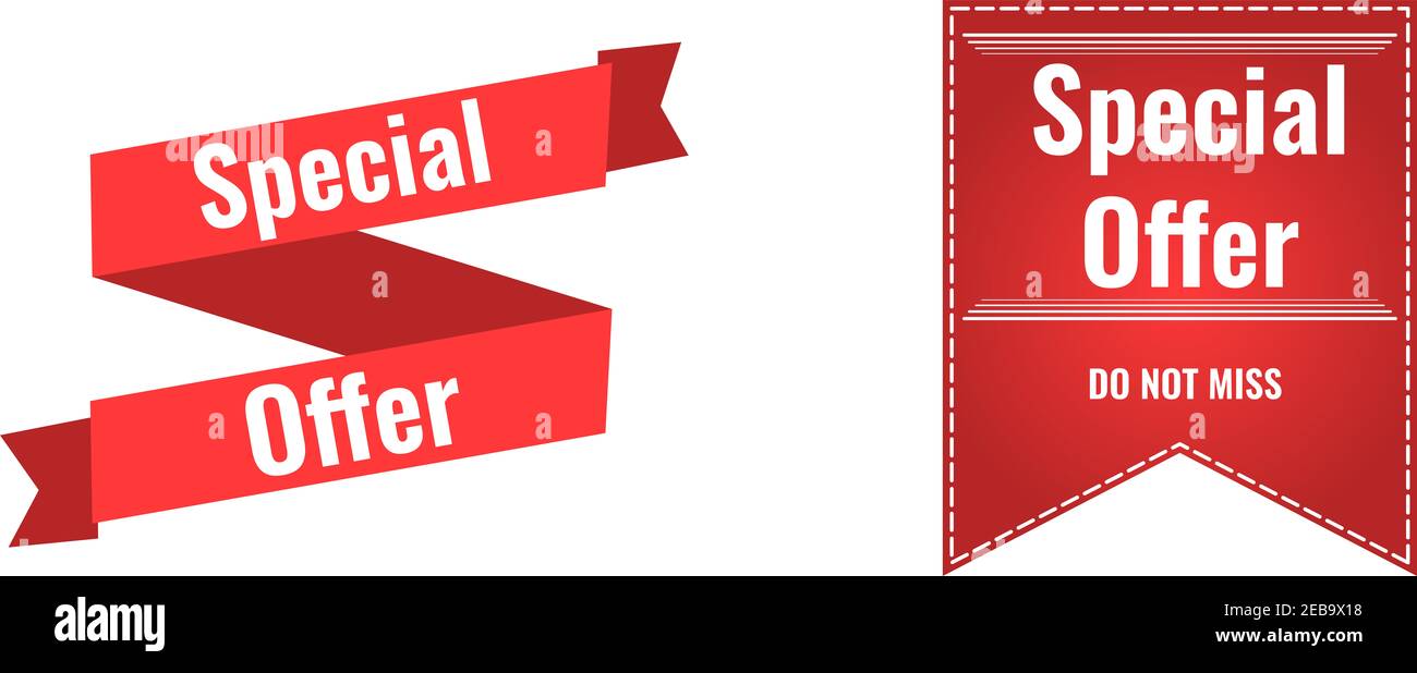Illustration of red ribbon promo banners with "Special Offer and Do Not ...