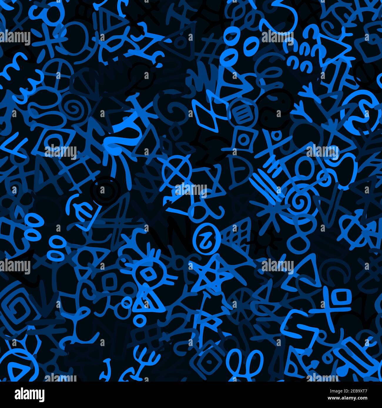 Hand drawn vector seamless pattern with glyphs mystic symbols Stock ...