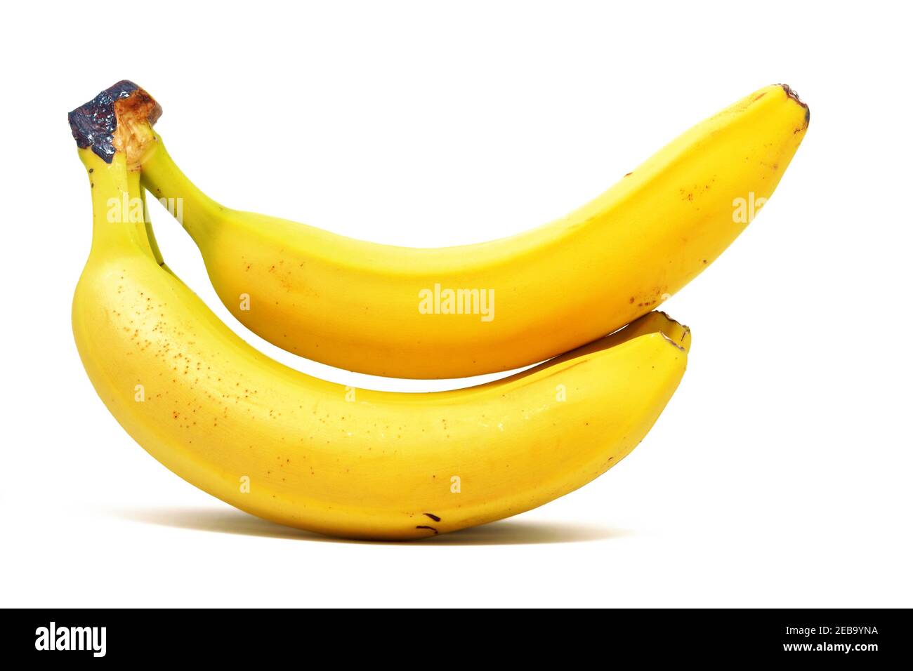 Two yellow bananas on a white background Stock Photo - Alamy