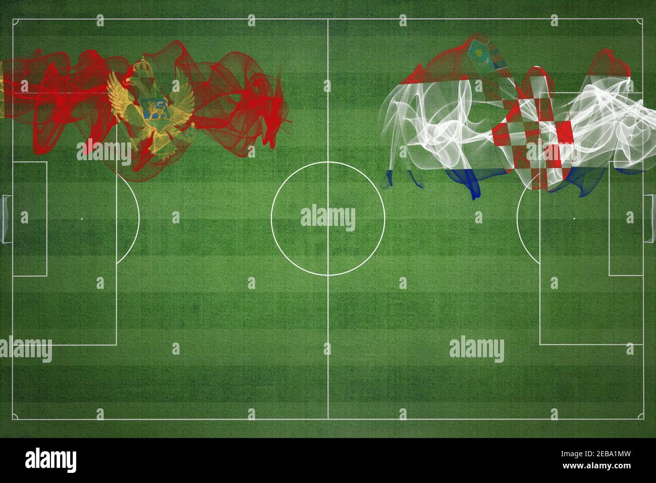 Montenegro vs Croatia Soccer Match, national colors, national flags ...