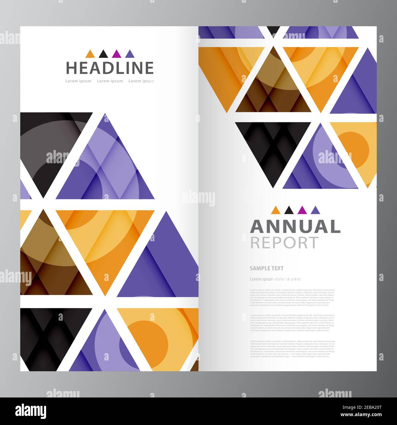 Annual colorful business report template design layout Stock Vector ...