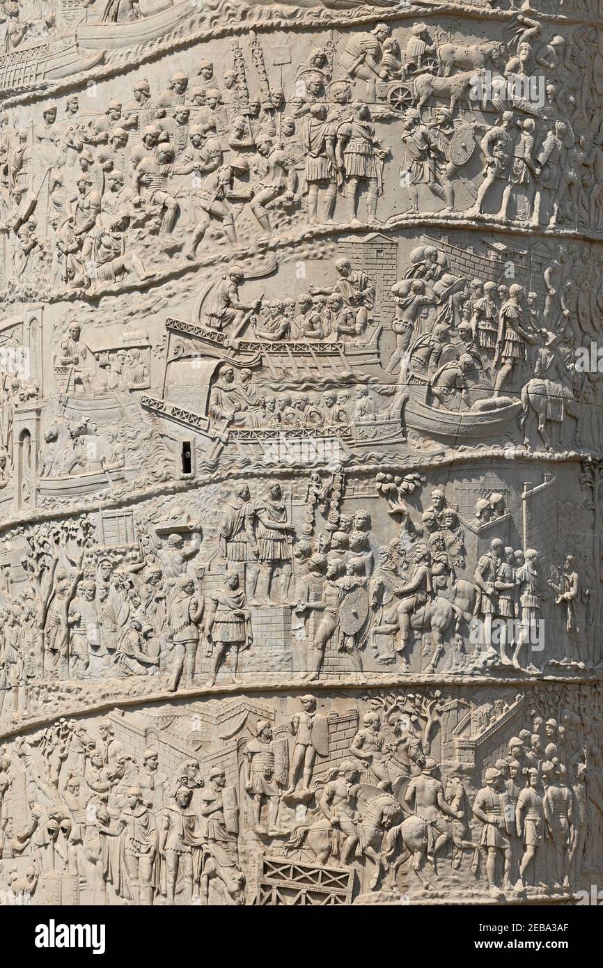 Trajan's Column (Italian: Colonna Traiana), Rome, Italy. Details of Bas ...