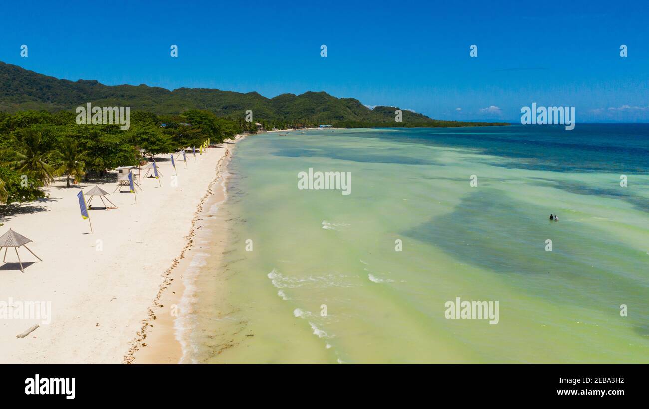 Aerial view of tropical beach on the island Bohol, Anda area ...