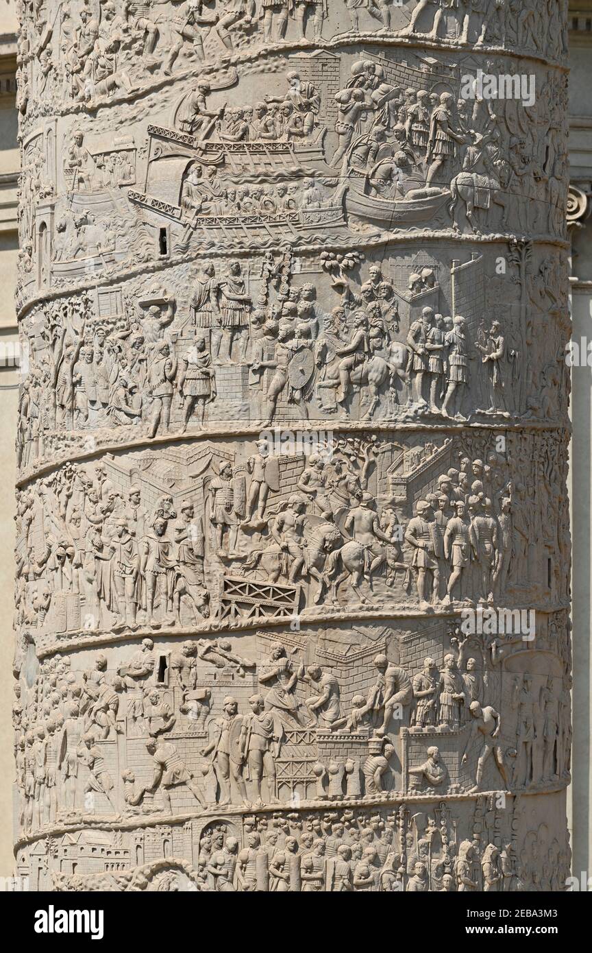 Trajan's Column (Italian: Colonna Traiana), Rome, Italy. Details of Bas ...