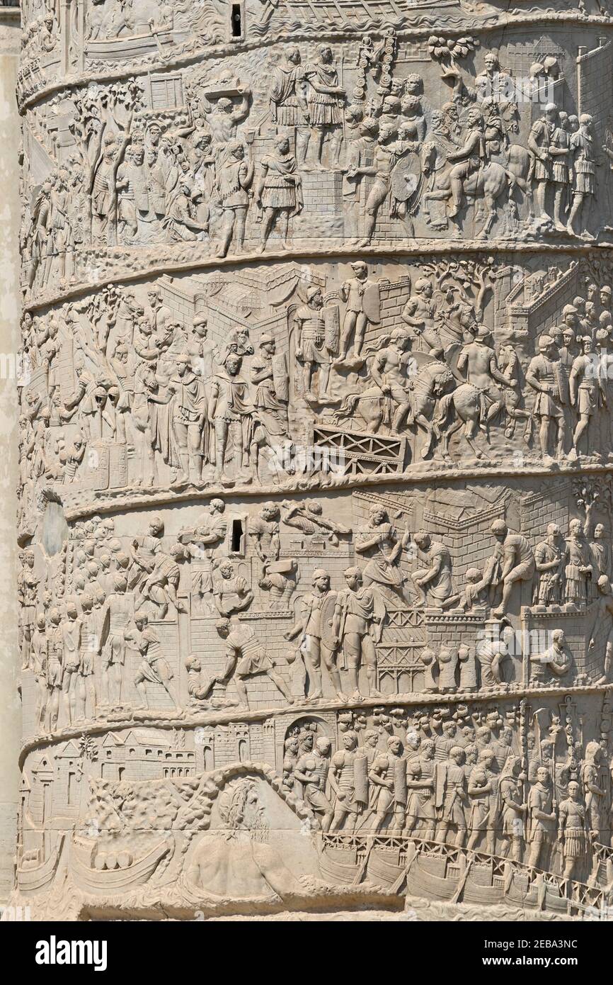 Trajan's Column (Italian: Colonna Traiana), Rome, Italy. Details of Bas ...