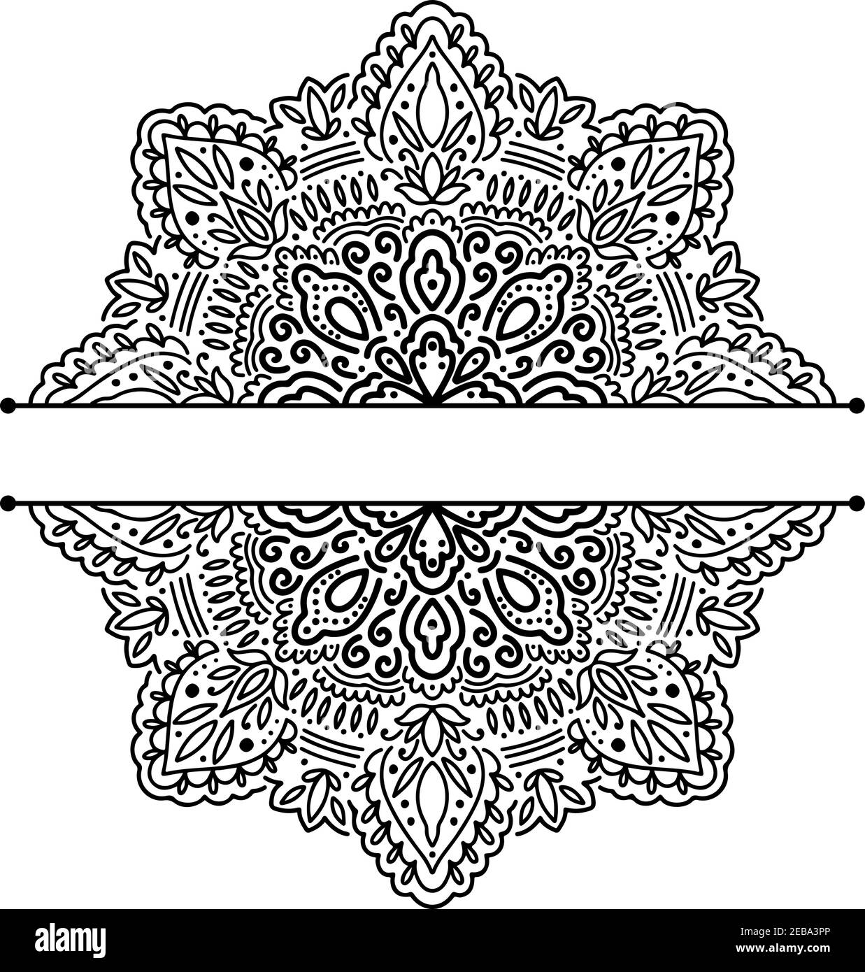 Graphic half for inscription round traditional mandala abstract ...