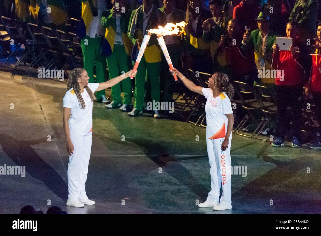 Torch relay inside Rogers Centre during the opening ceremony of the ...