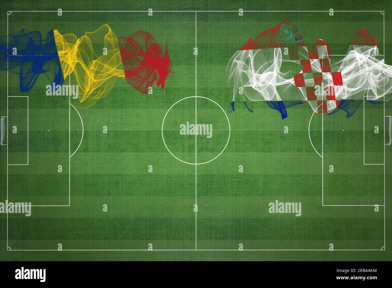 Romania vs Croatia Soccer Match, national colors, national flags ...