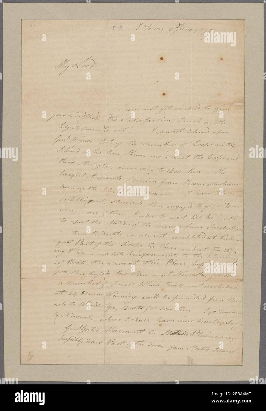 Burr, Aaron. E. Town. To Major General Lord Stirling Stock Photo - Alamy