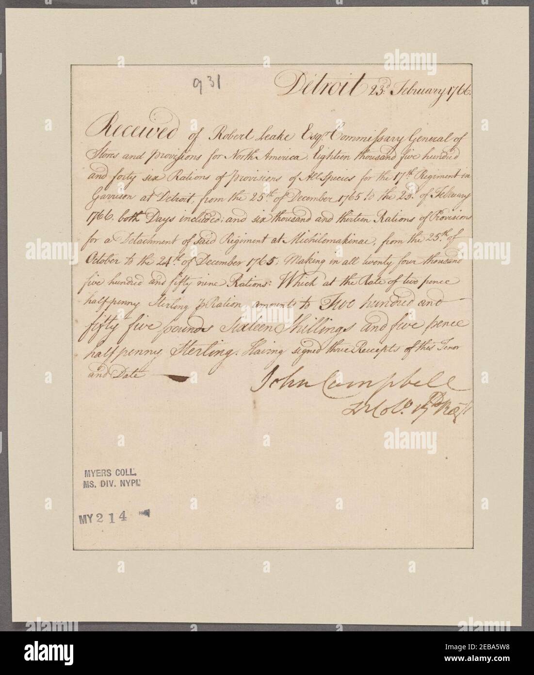 Campbell, Lt. Col. John. Detroit Stock Photo - Alamy