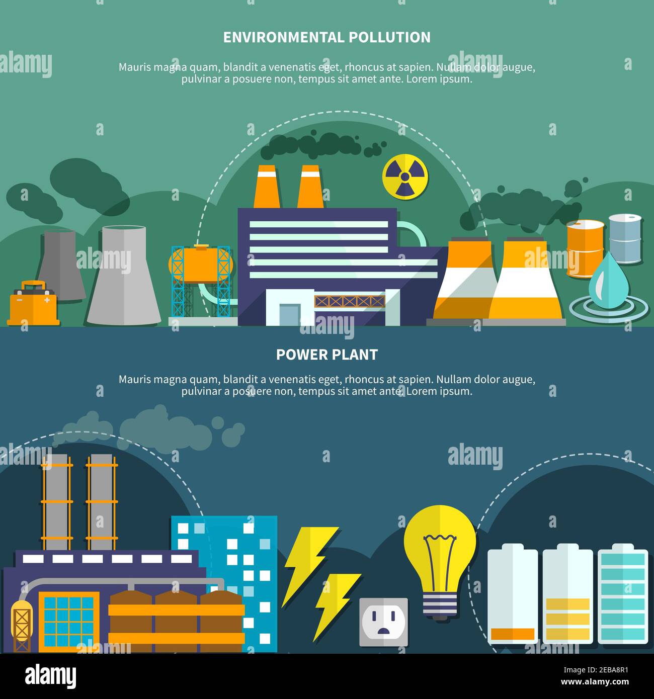 Industry set horizontal banners website design abstract isolated vector ...