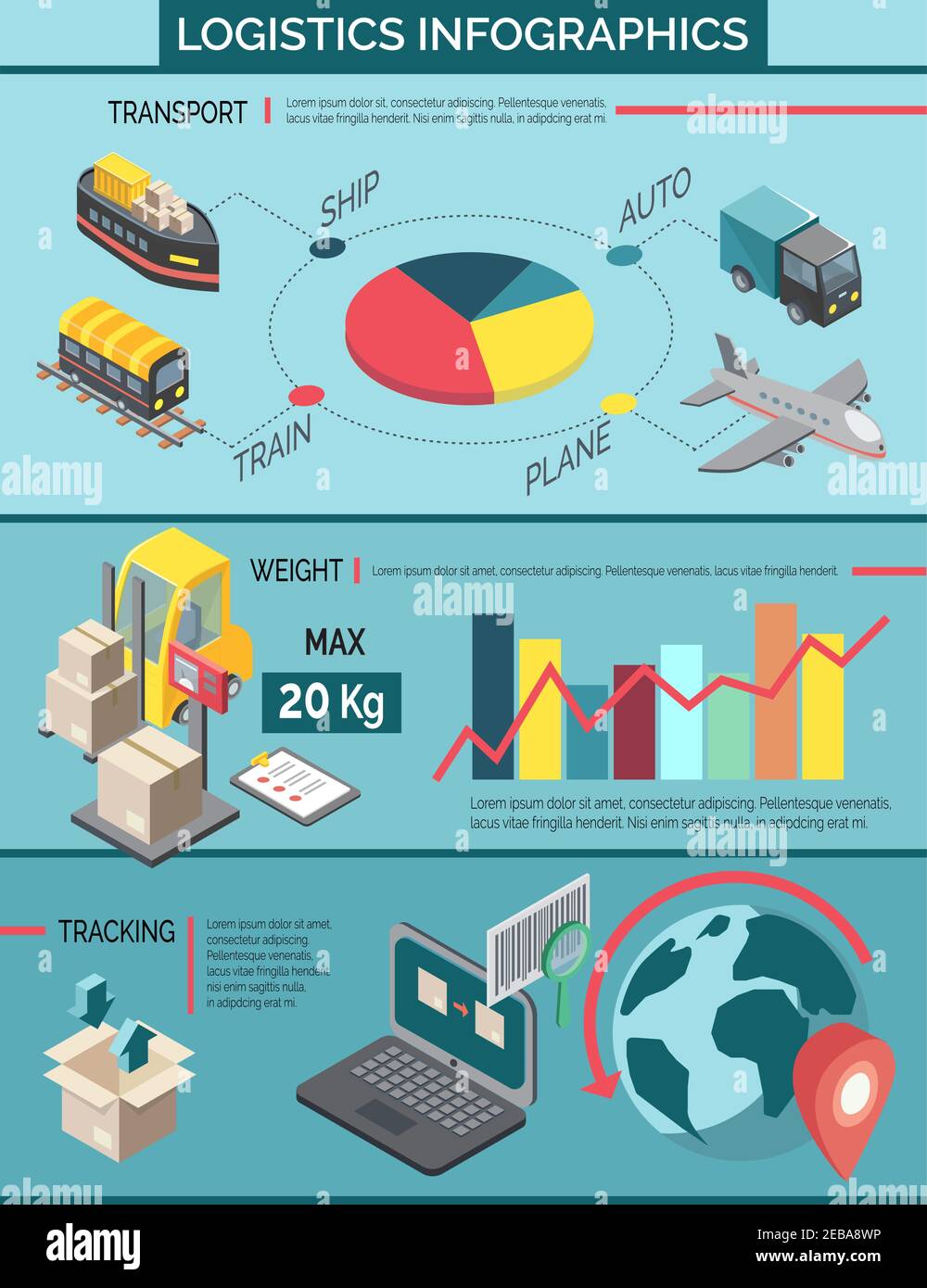 Logistics infographic set with cargo delivery and warehouse symbols ...