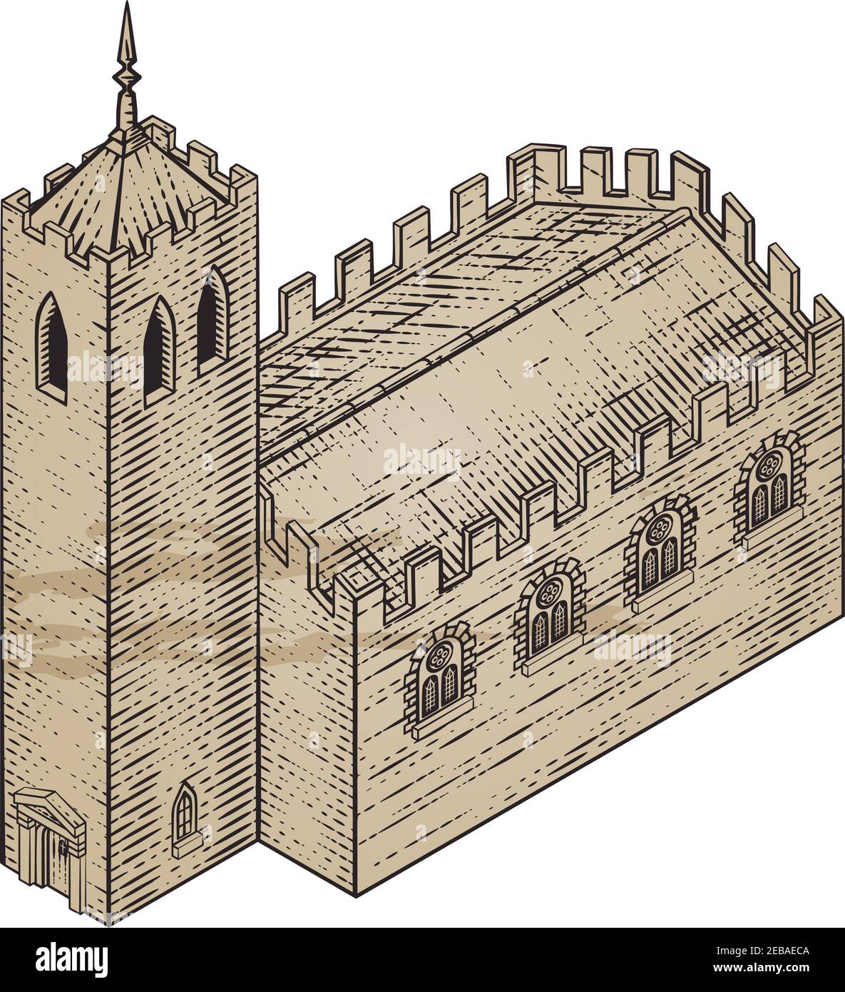 Medieval Building Map Icon Vintage Illustration Stock Vector Image ...