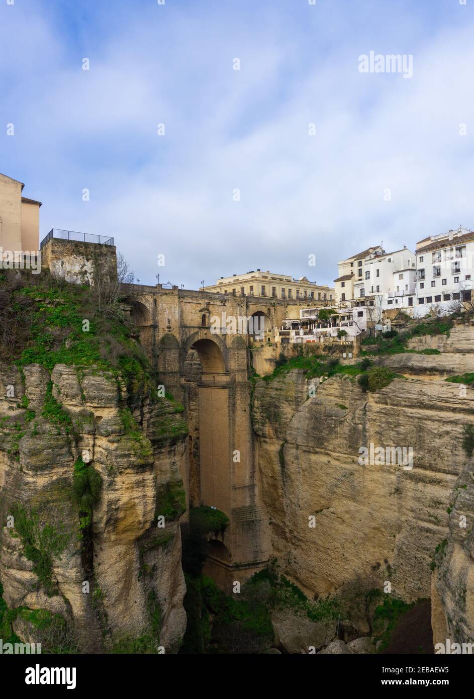 Ronda, Spain - 2 February, 2021: A vertical view of the old town of ...