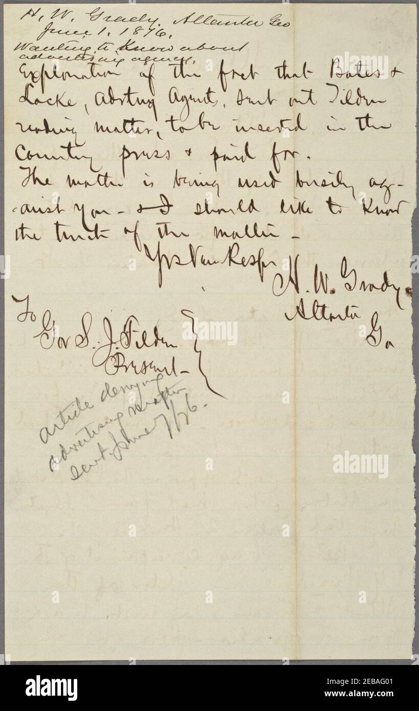 Constituent letters, 1876 Jan-Jun Stock Photo - Alamy