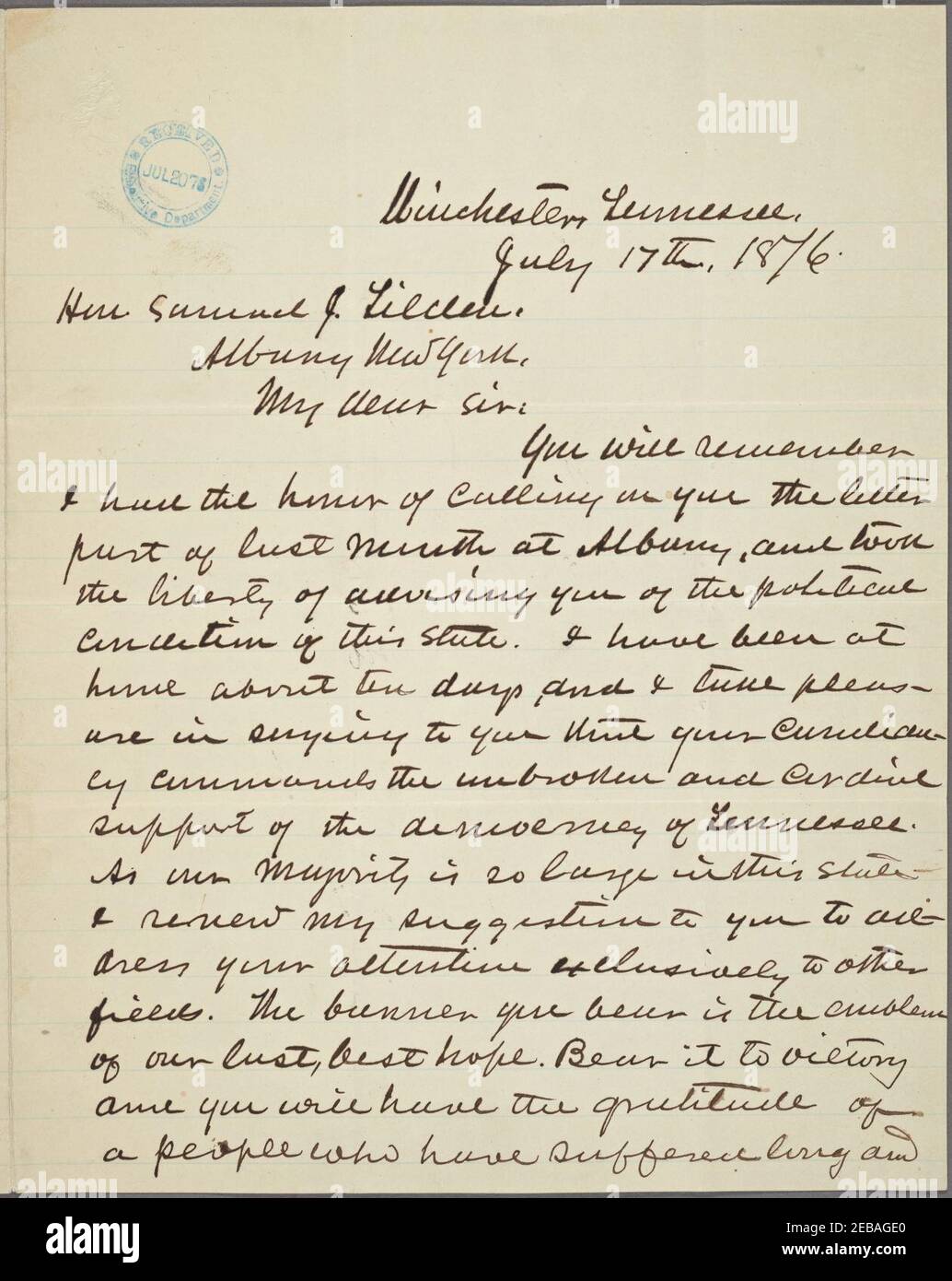 Constituent letters, 1876 July Stock Photo - Alamy