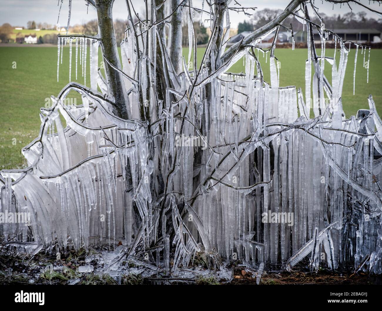 Extreme low temperature creates a spectacular Ice Show after vehicles ...