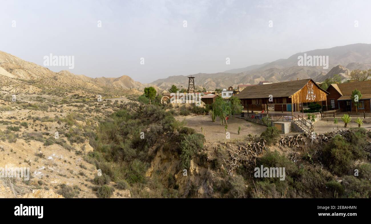 Tabernas, Spain - 6 February, 2021: Western film set ghost town in the ...