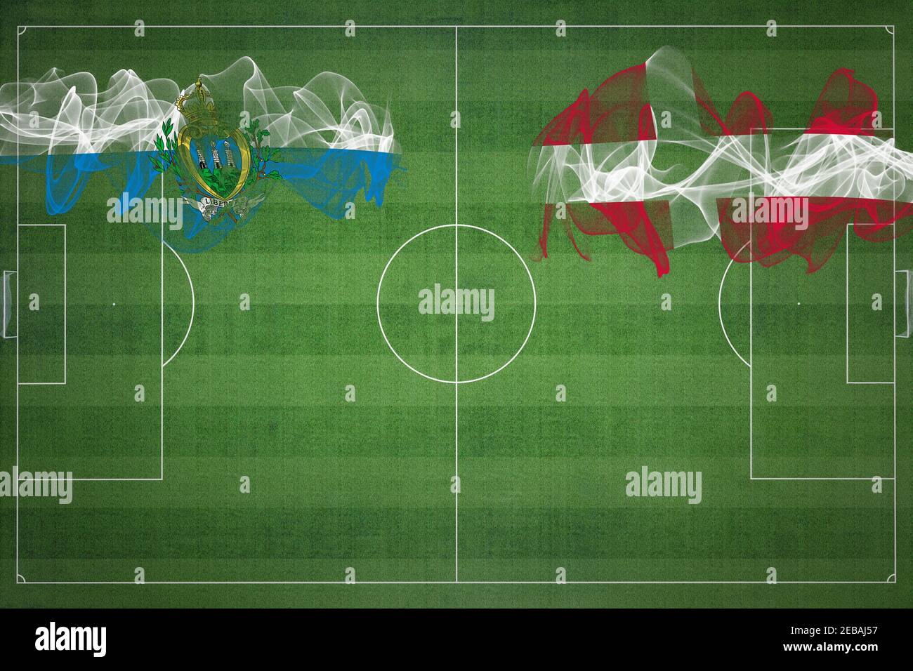 San Marino vs Denmark Soccer Match, national colors, national flags ...