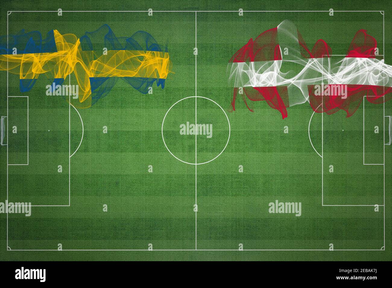 Sweden vs Denmark Soccer Match, national colors, national flags, soccer ...