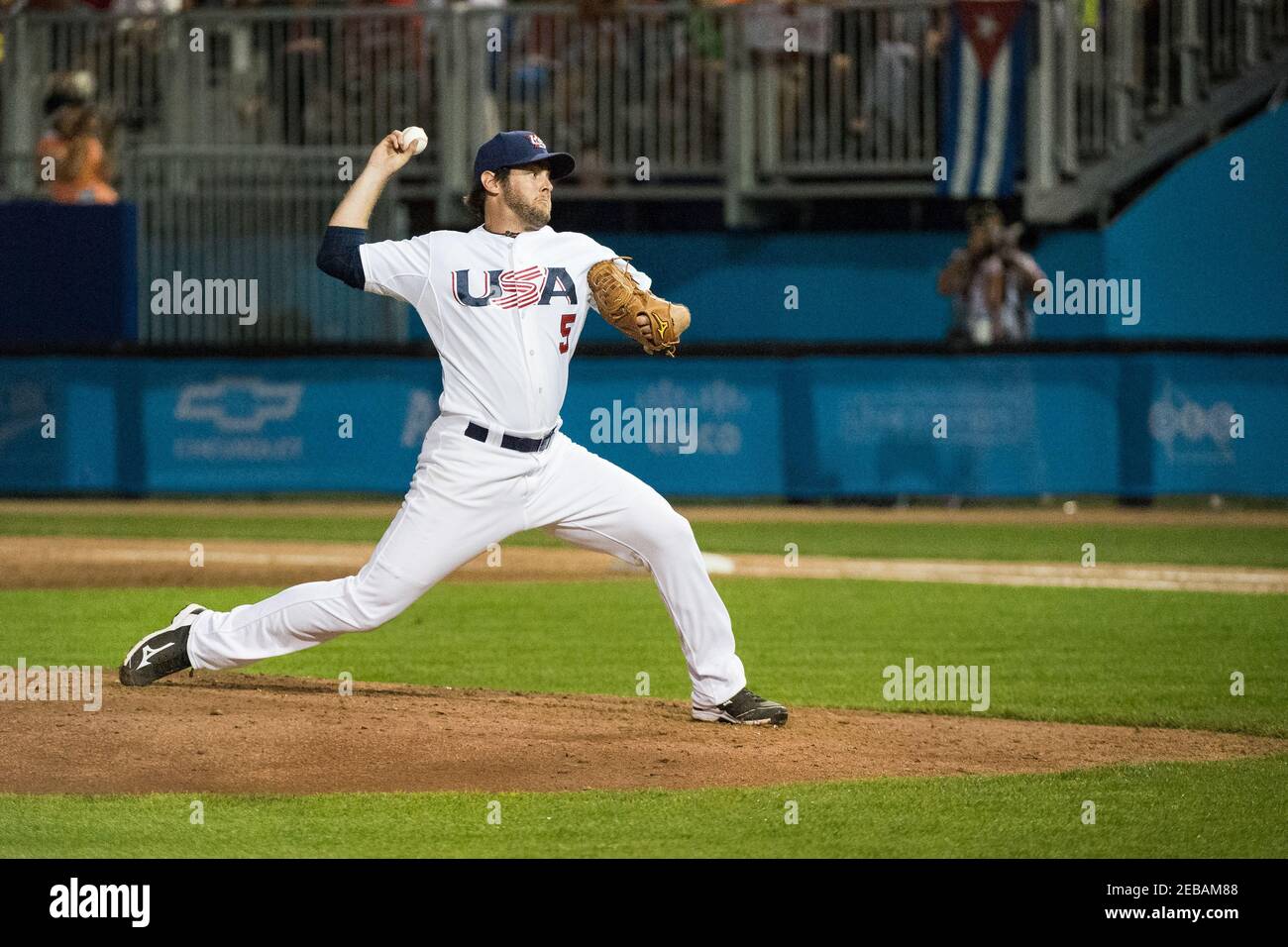 Coleman Casey, a relevant pitcher by the US enters the game pitching at ...