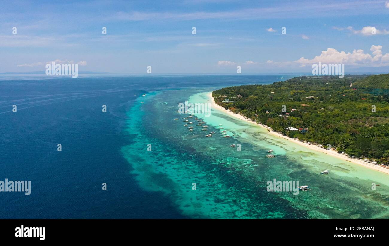 Beautiful sandy beach and turquoise water in Panglao island, Bohol ...