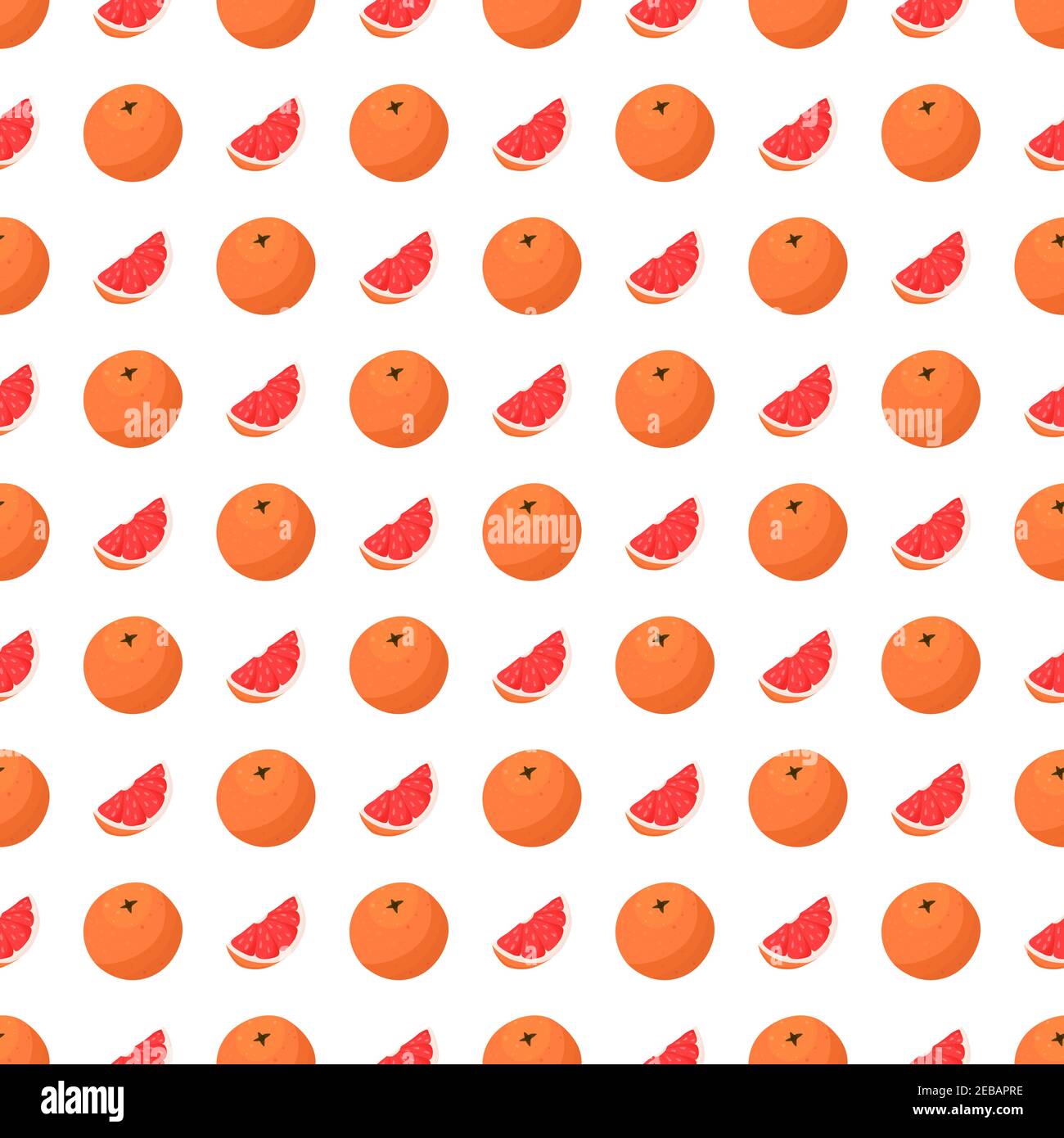 Whole grapefruit and red slice seamless pattern. Vector nature graphic background. Healthy food ...
